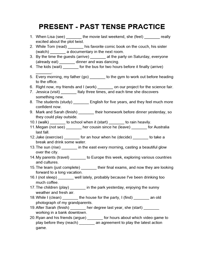Mixed Present Past Tense Practice | PDF