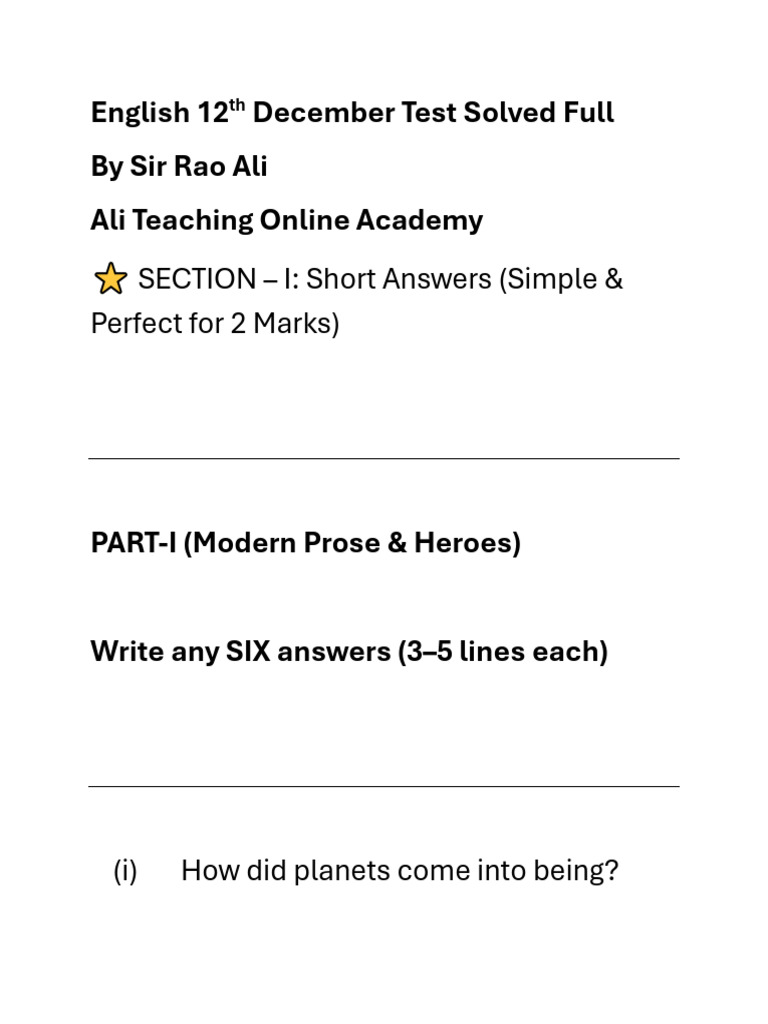 12th English December Test Solved Paper | PDF | Internet