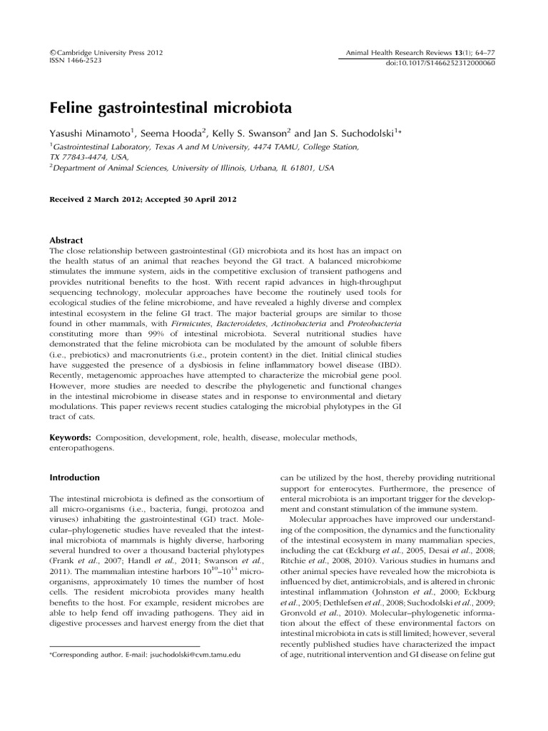 Feline GI Microbiota: Composition & Impact | PDF | Microbiota ...