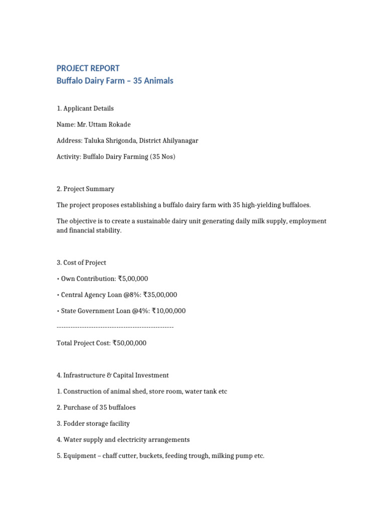Uttam Rokade Buffalo Farm Report | PDF