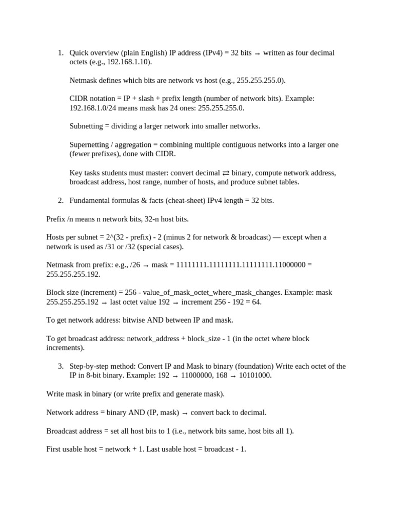 Ip Addressing Subnetting Supernetting Cisr | PDF | Ip Address | Network Architecture