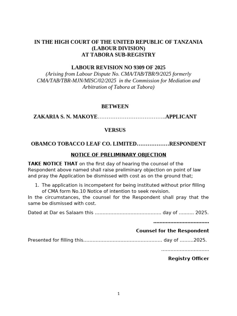 Notice of Objection | PDF