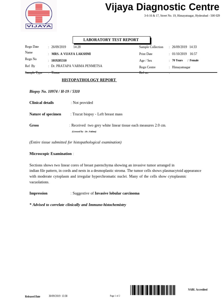 Vijaya Lakshmi PDF | PDF | Histopathology | Biopsy