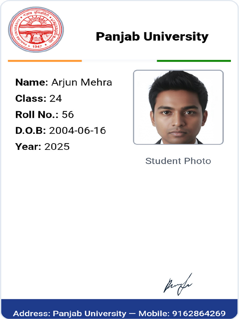 Arjun Mehra Id Card | PDF