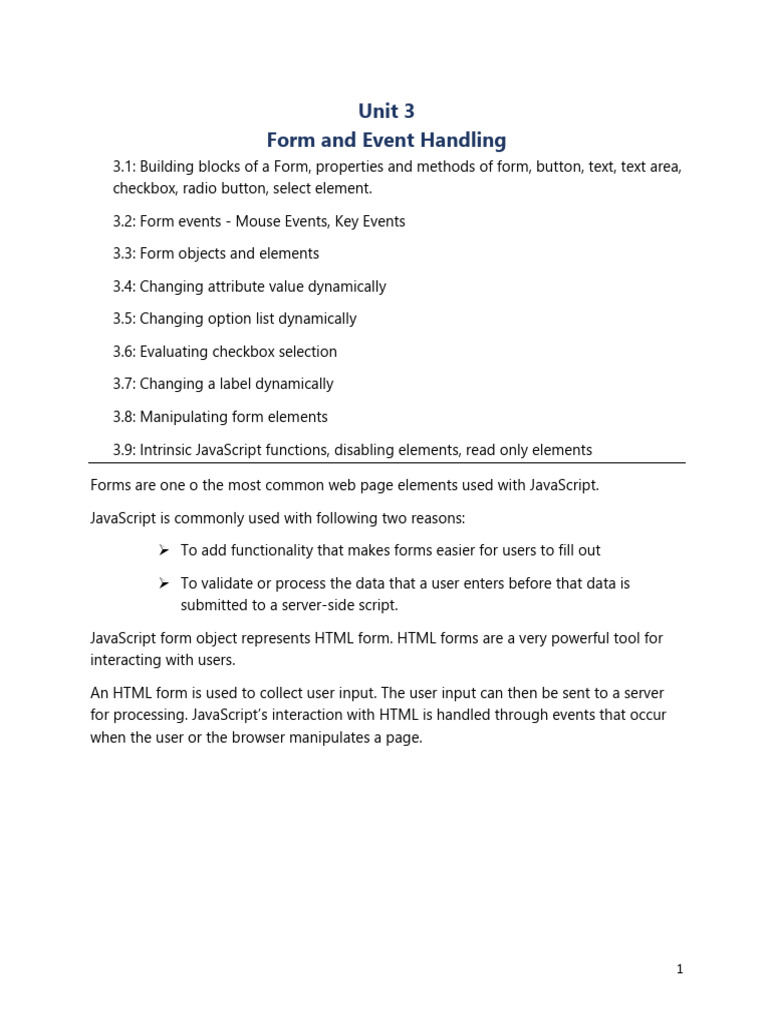 JavaScript Form Handling Basics | PDF | Computing | Software