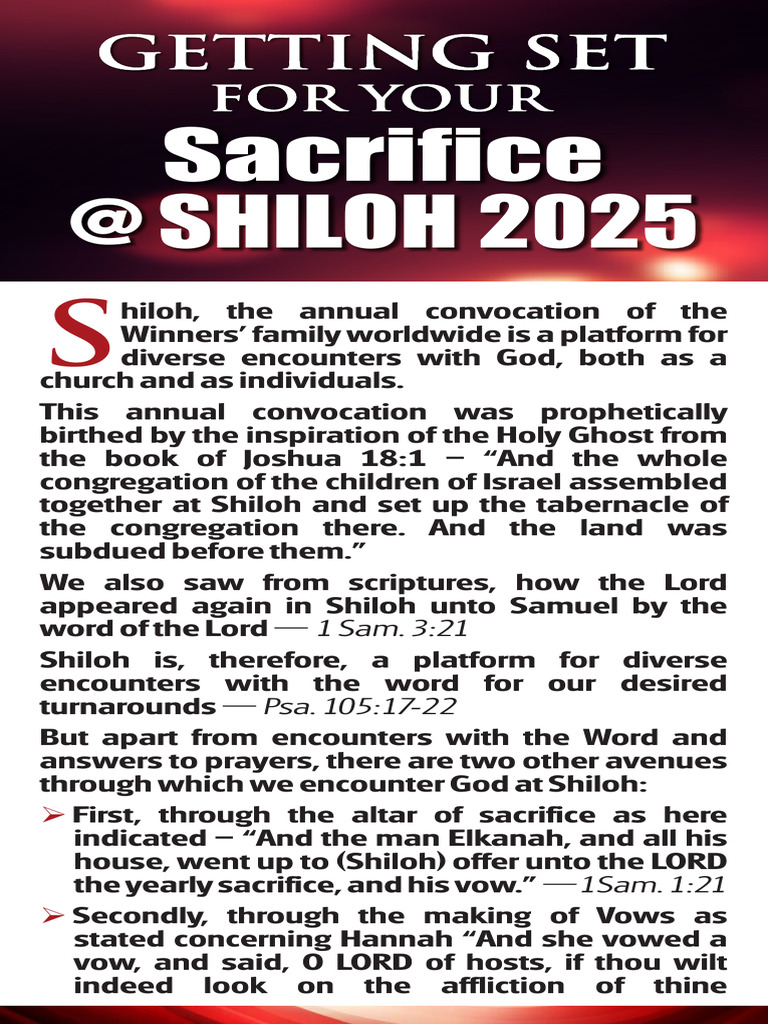 Getting Set For Your Sacrifice at Shiloh 2025 | PDF | Sacrifice | Samuel