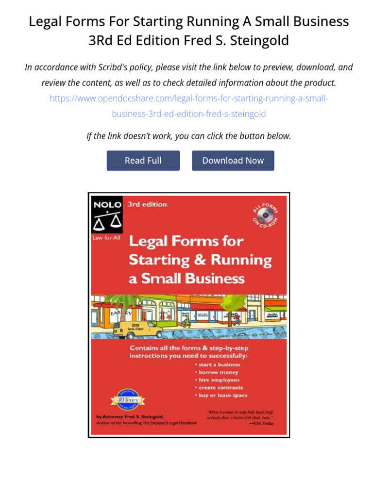 Legal forms for starting running a small business 3rd ed Edition Fred S ...
