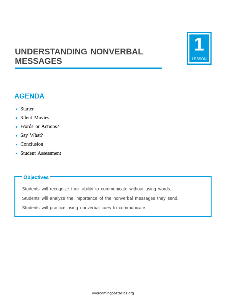 Lesson 1_ Understanding Nonverbal Messages | PDF | Nonverbal Communication | Body Language