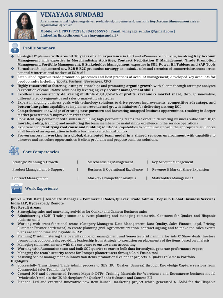 Vinayaga Sundari Resume | PDF | Competitive Advantage | Marketing Strategy