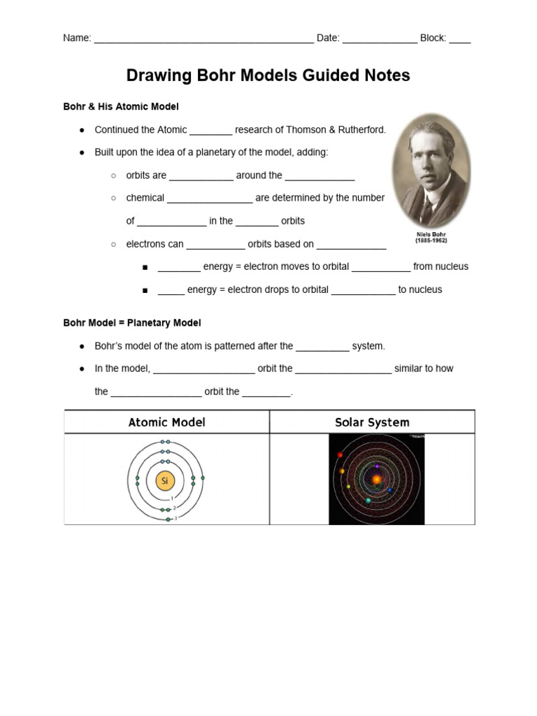 Drawing Bohr Models Guided Notes & Practice | PDF | Atoms | Atomic Nucleus