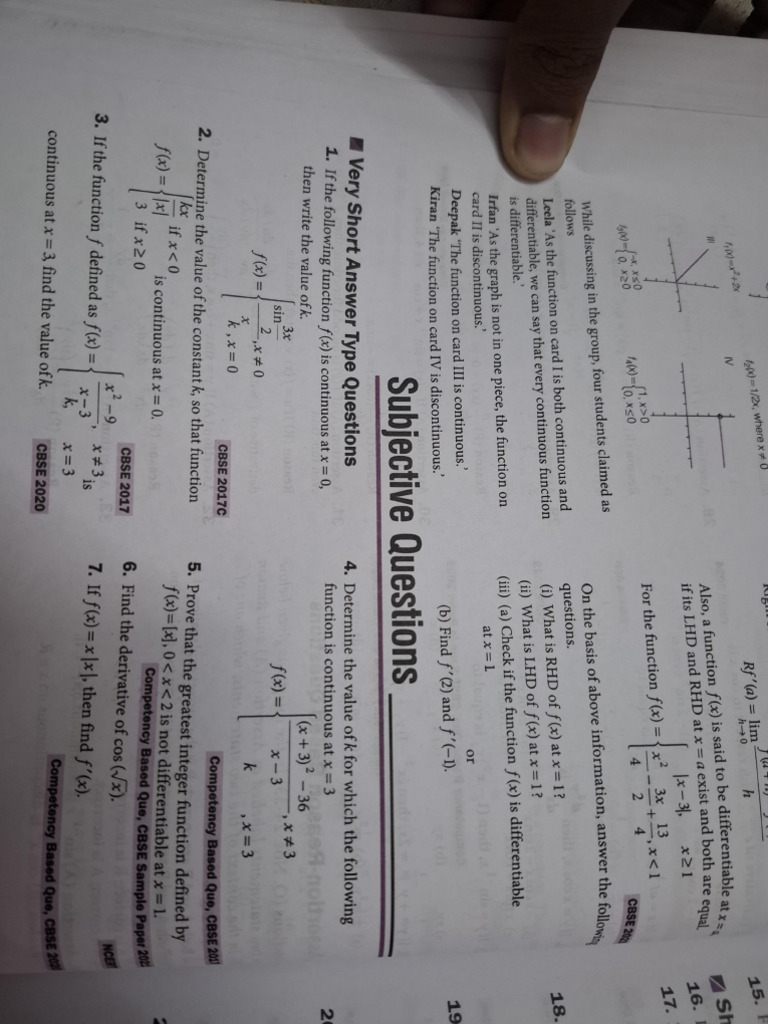 Important Problems Continuity and Differentiability | PDF ...
