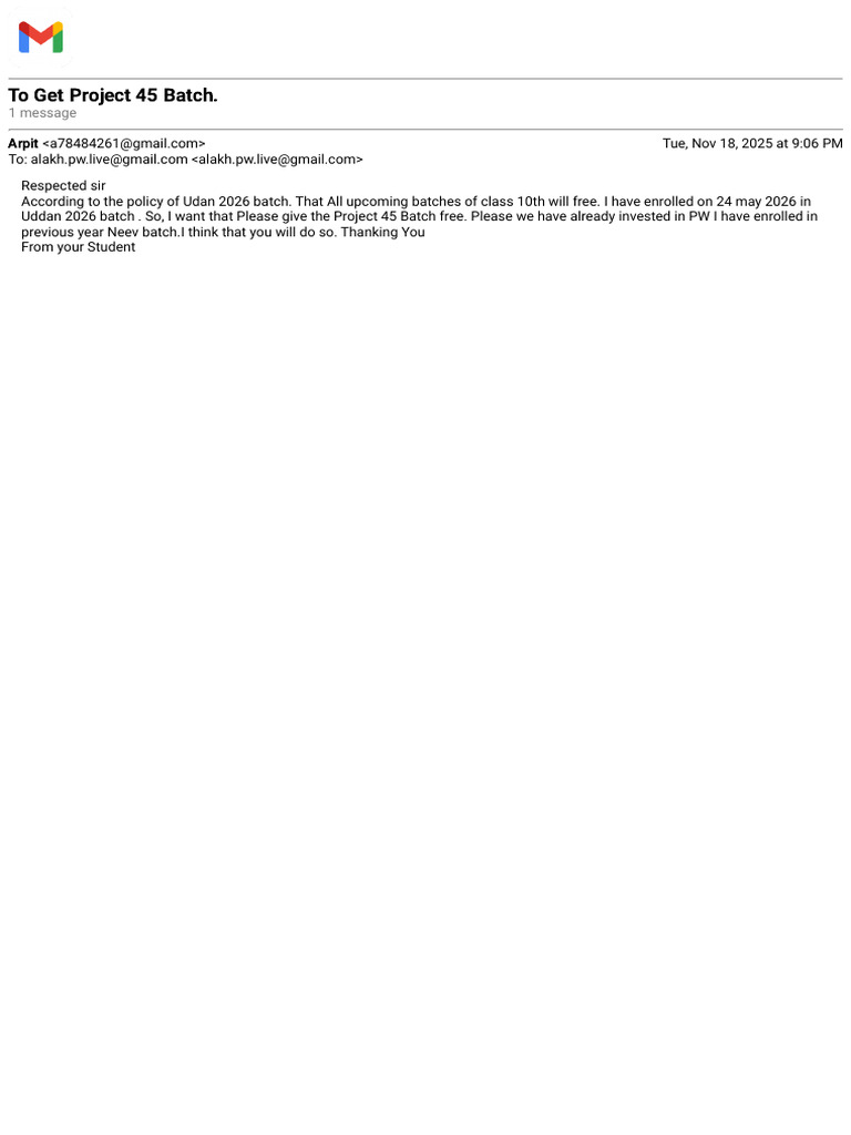 Request for Free Project 45 Batch | PDF