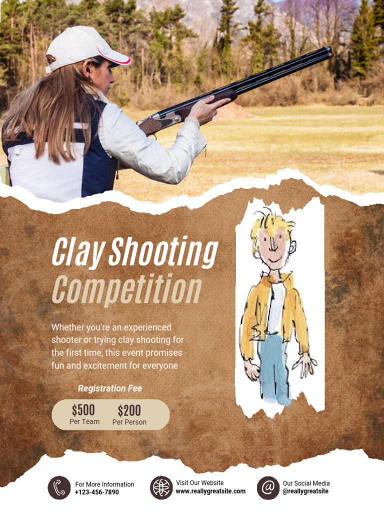 Brown and White Modern Clay Shooting Competition Flyer | PDF