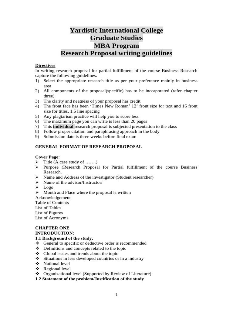MBA Research Proposal Guidelines | PDF | Methodology | Survey Methodology