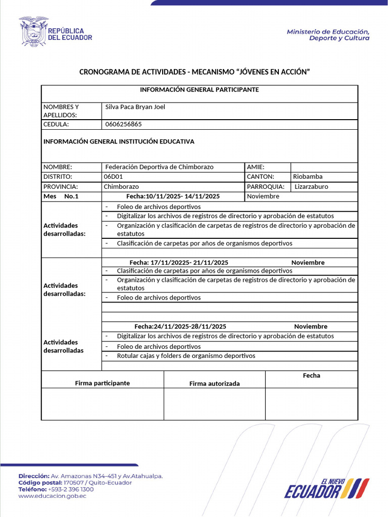 anexo_2._programaciÓn_semanal_de_actividades ATC(4) | PDF