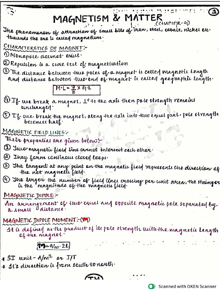 Magnetism and Matter Notes | PDF