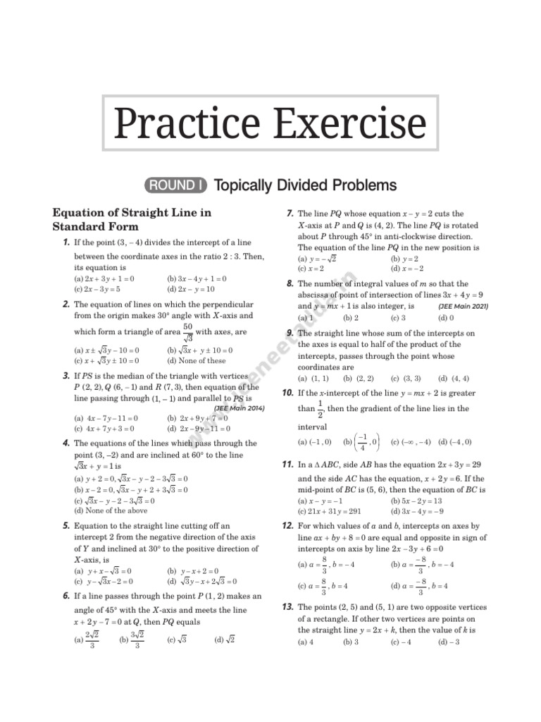 Straight Line Equations and Problems | PDF | Line (Geometry) | Circle