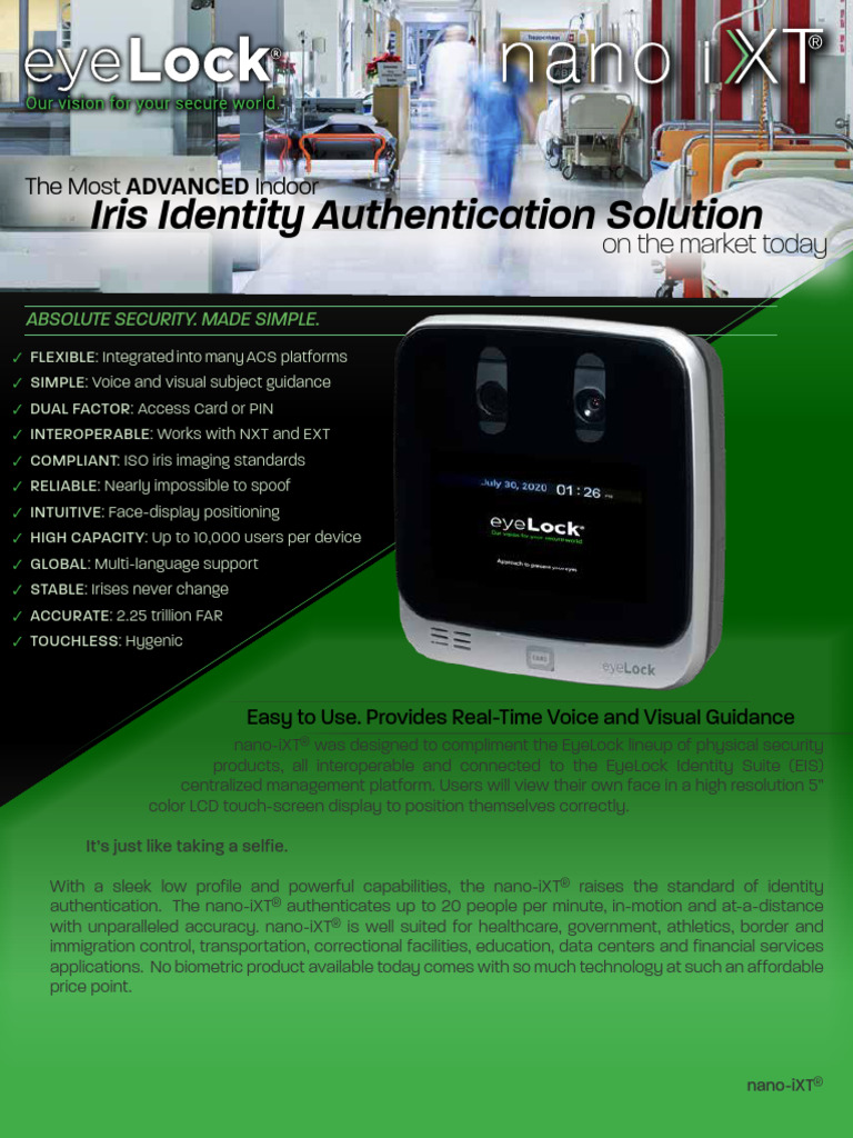 EyeLock Nano Ixt | PDF | Access Control | Touchscreen