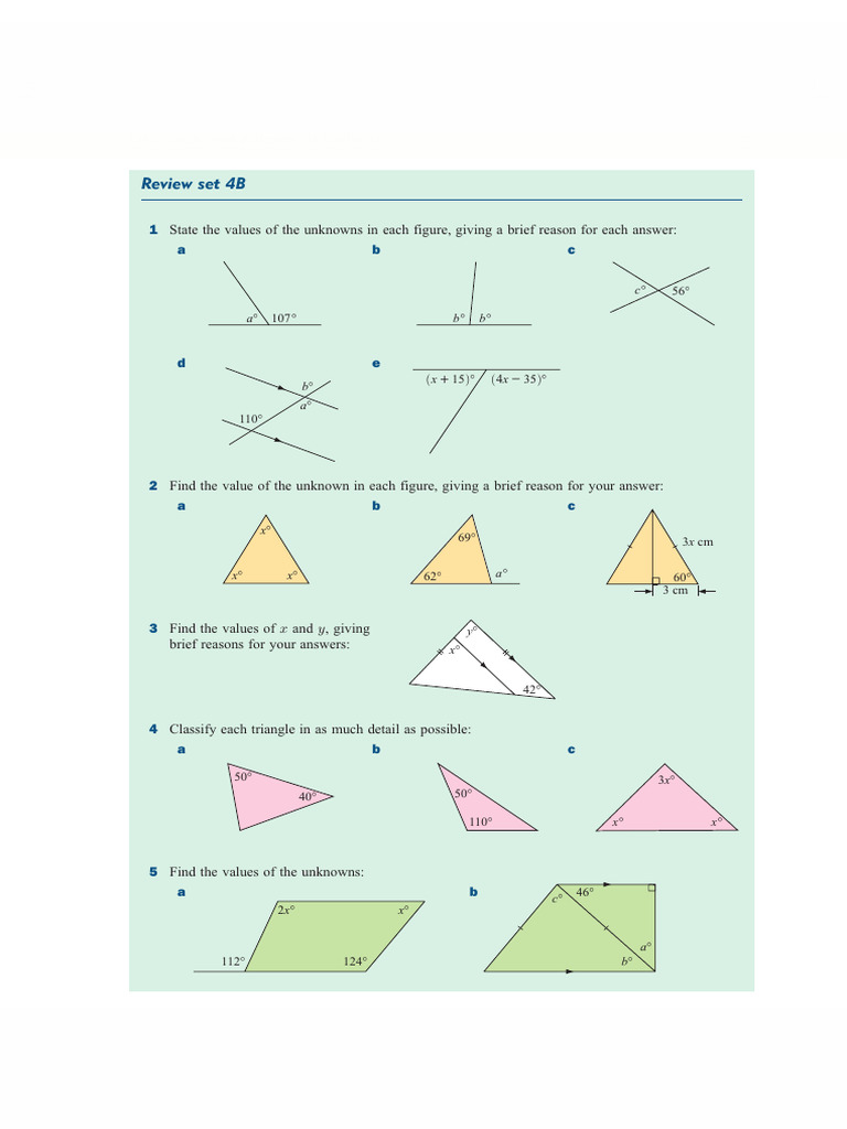 Angles Review Set 4B | PDF | Convex Geometry | Geometry