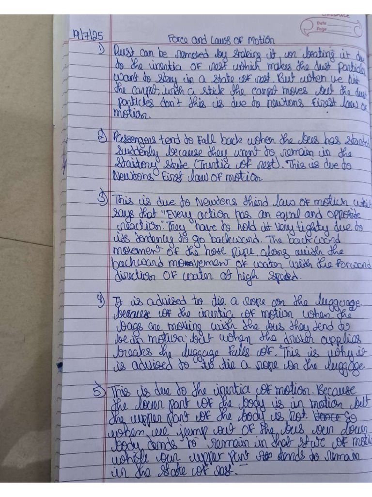 Akshaj Science Test Force and Laws of Motion | PDF
