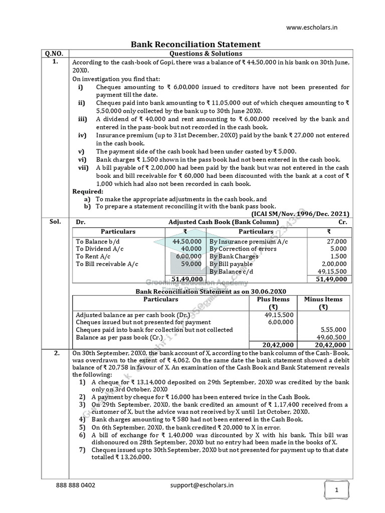 Bank Reconciliation Statement Guide | PDF | Cheque | Debits And Credits