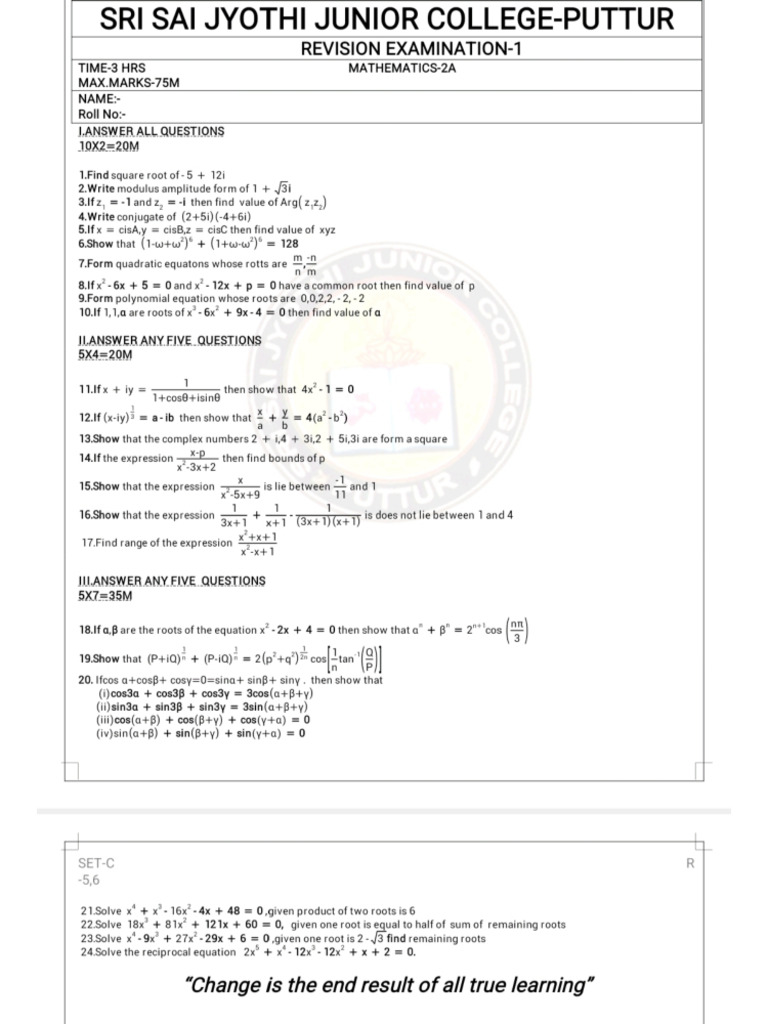 Second Year Maths | PDF