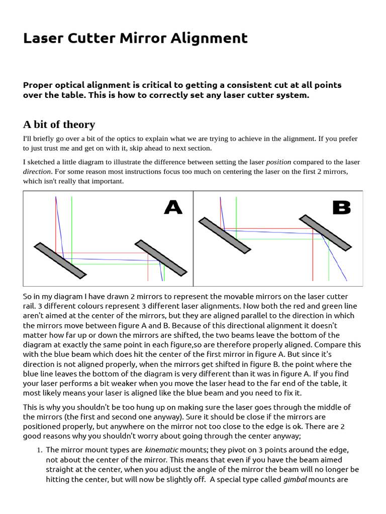 Laser Cutter Mirror Alignment | PDF | Mirror | Optics