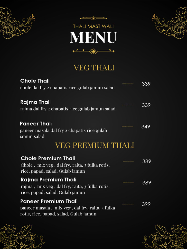 Black Gold Elegant Food Menu | PDF