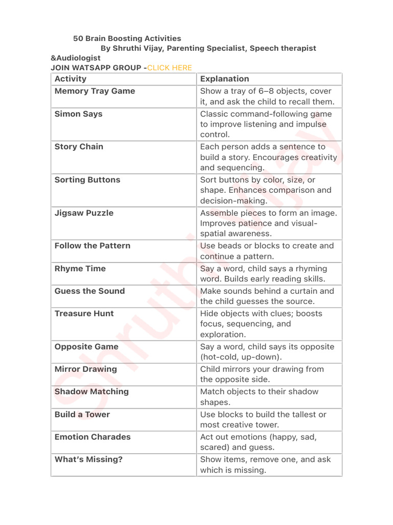 Brain Boosting Activities | PDF