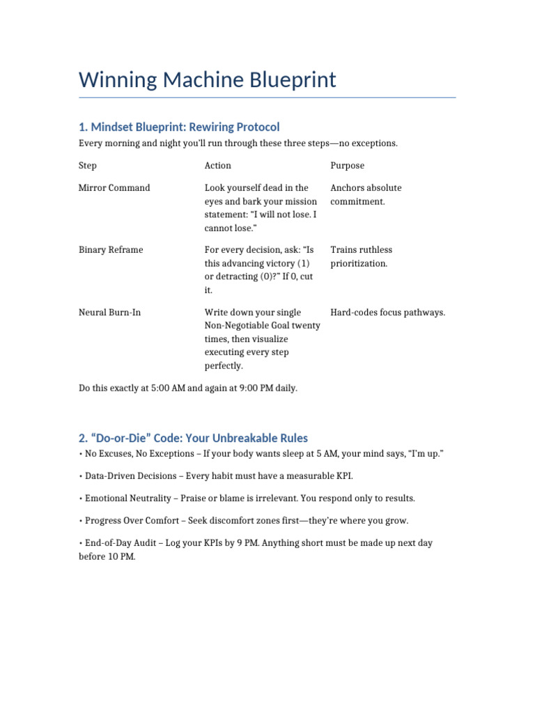 Winning Machine Blueprint | PDF