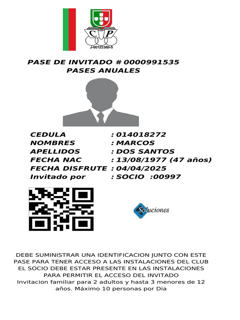 Pase de Invitado Anual para Club | PDF