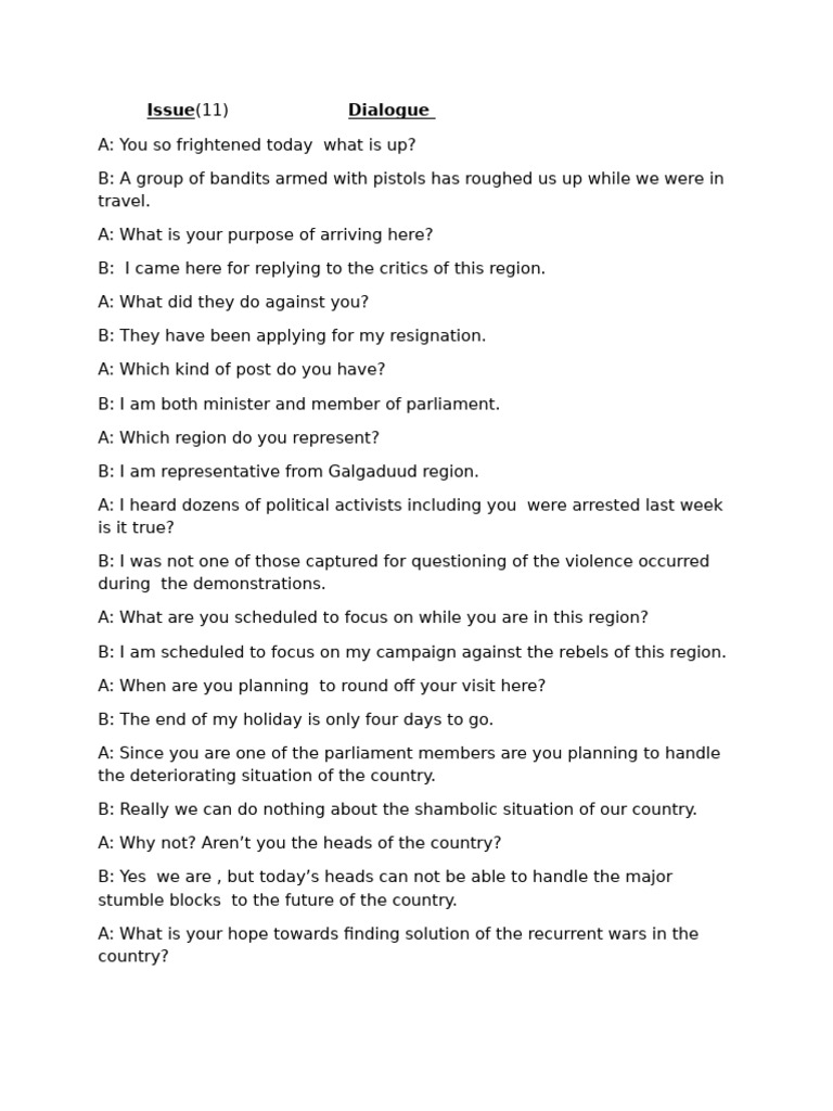 Political Dialogue on Regional Issues | PDF