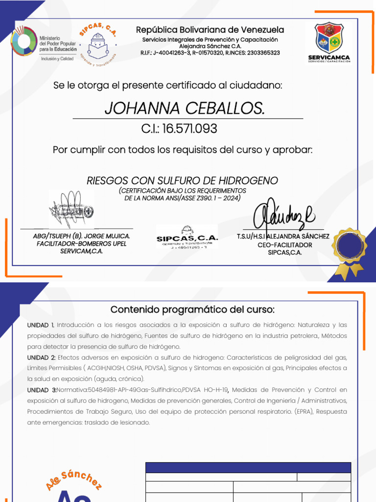 H2S-R. Sulfuro de Hidrogeno - Arecuna | PDF | Administración de ...