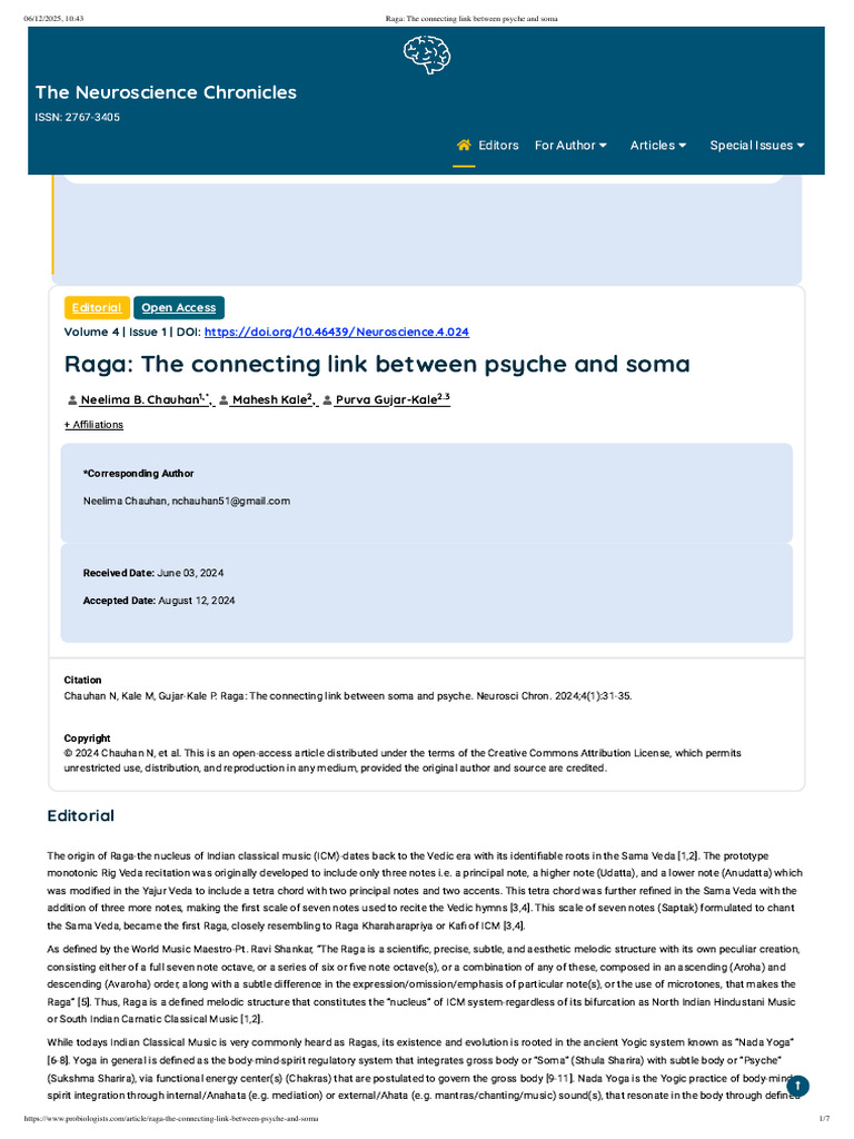 Raga_ The connecting link between psyche and soma | PDF | Chakra