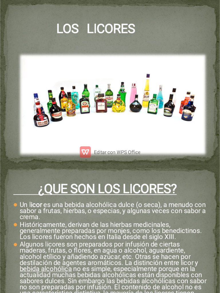Tipos y Orígenes de Licores Alcohólicos | PDF | Bebidas alcohólicas