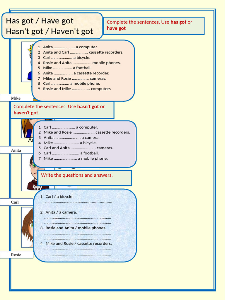 Has Got / Haven't Got Exercise | PDF