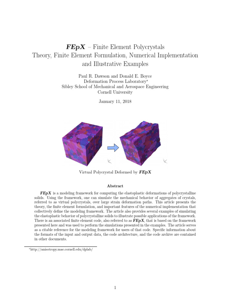 FEpX: Polycrystal Deformation Modeling | PDF | Plasticity (Physics ...