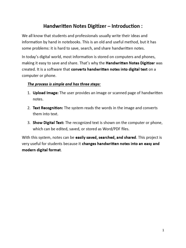 Handwritten Notes to Digital Text Converter | PDF | Optical Character ...