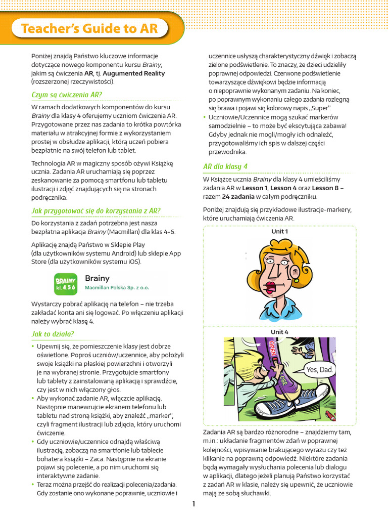 Brainy Klasa 4 Teachers Guide To AR | PDF