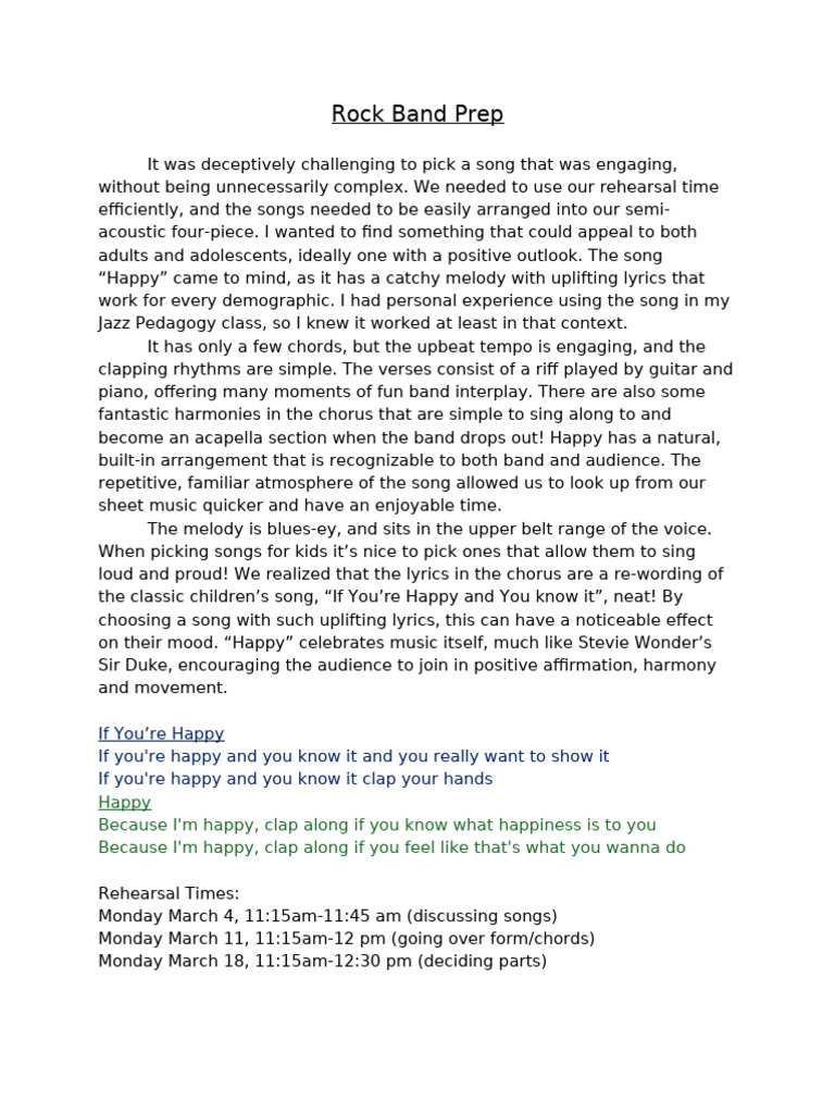 Rock Band Prep | PDF