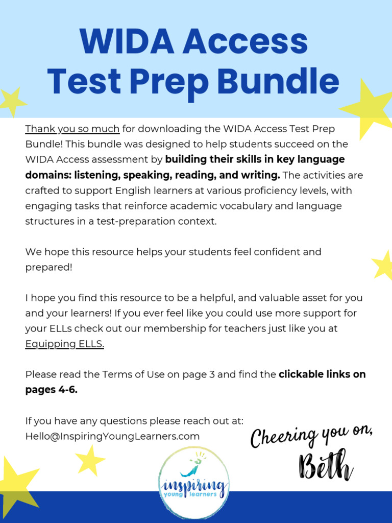WIDA Access Test Prep Bundle Guide | PDF | Learning | Human Communication