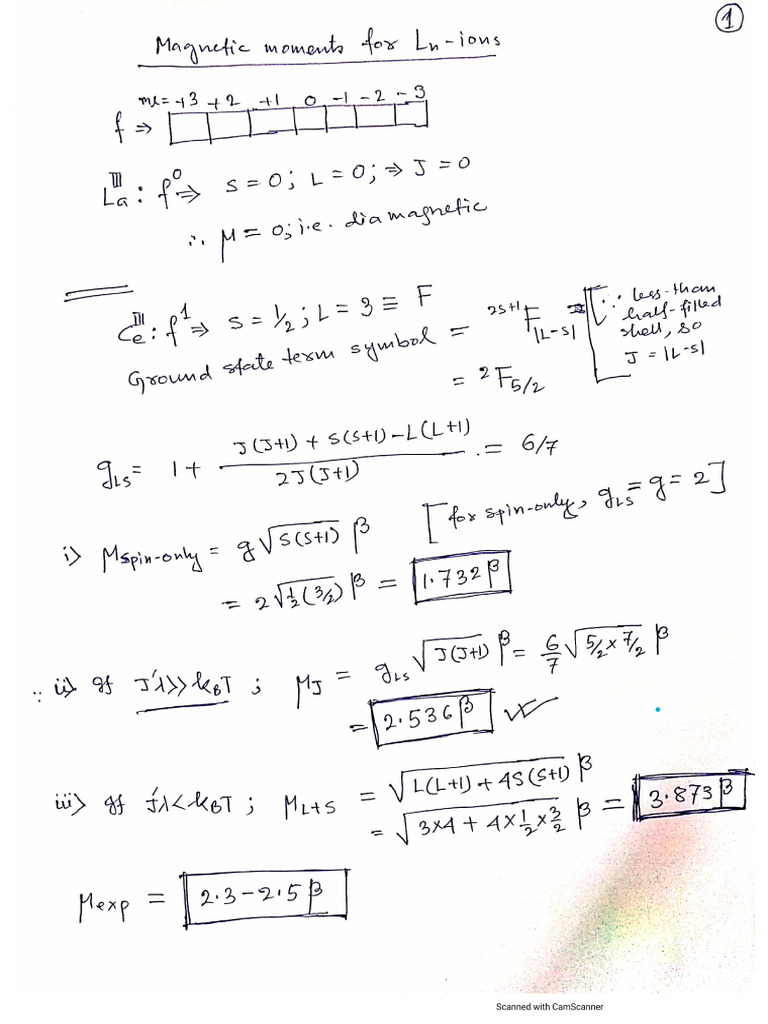 16 - Magnetic Moments of LN, An and 3dM Ions | PDF