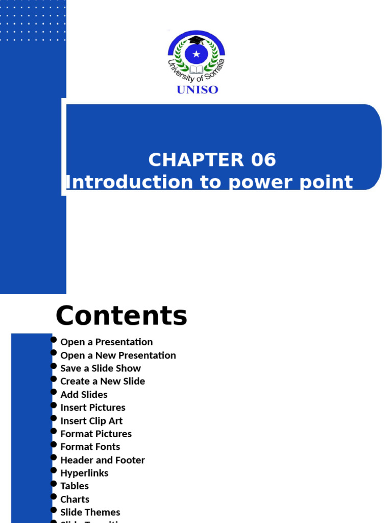 CHAPTER 06 Introduction to Power Point | PDF | Microsoft Power Point ...