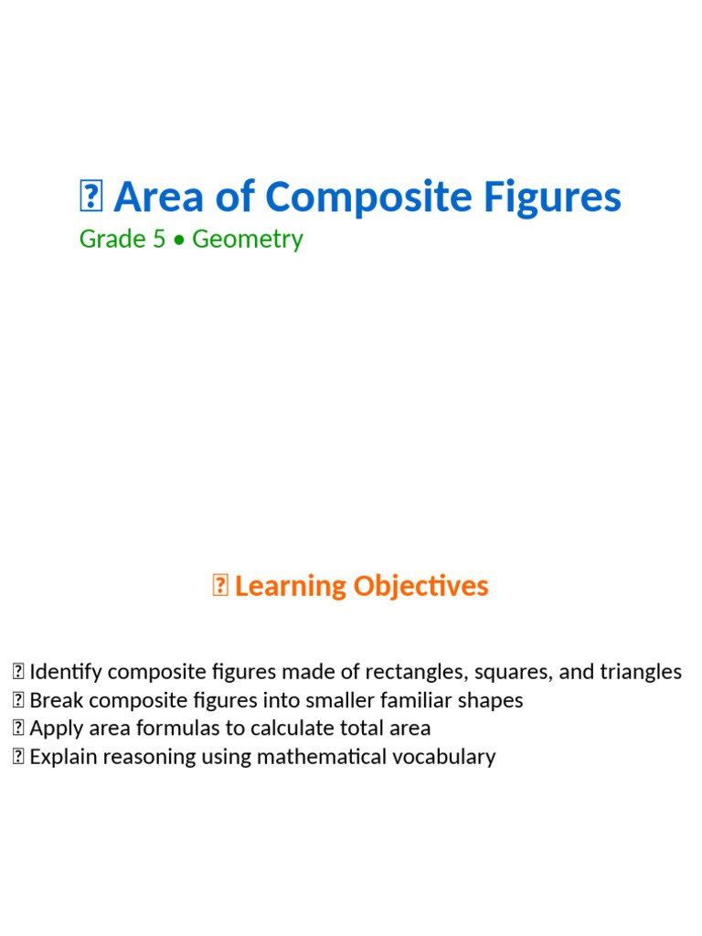 Colorful Lesson Plan Area Composite Figures | PDF