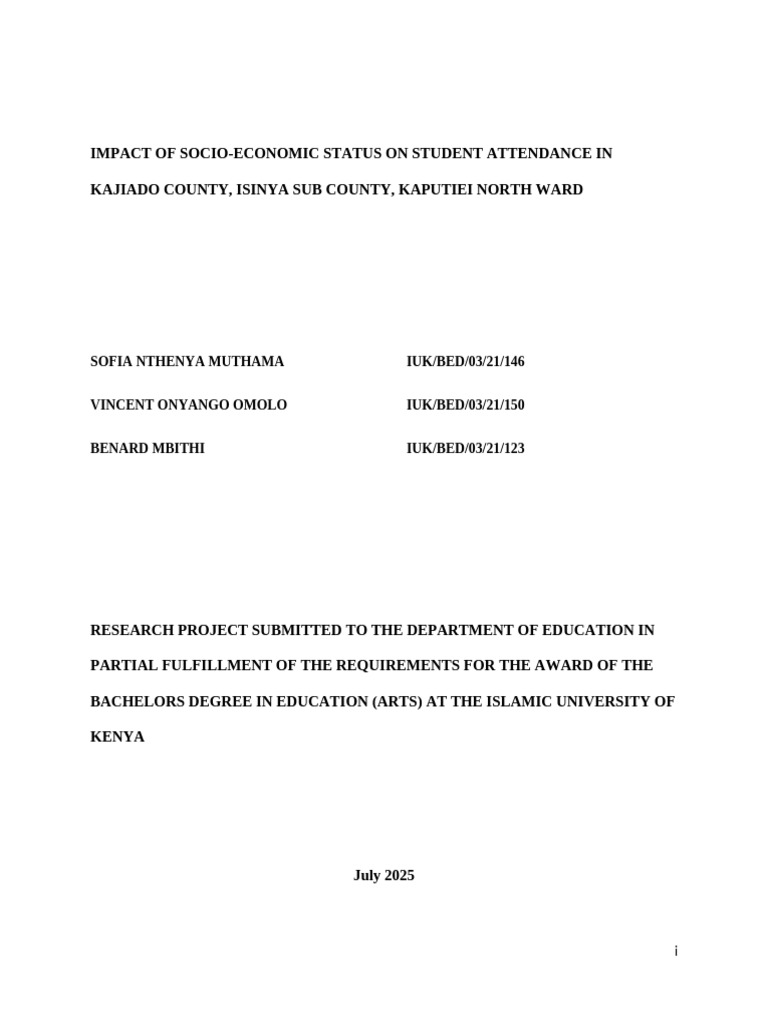 Socio-Economic Status and Student Attendance | PDF | Socioeconomic Status
