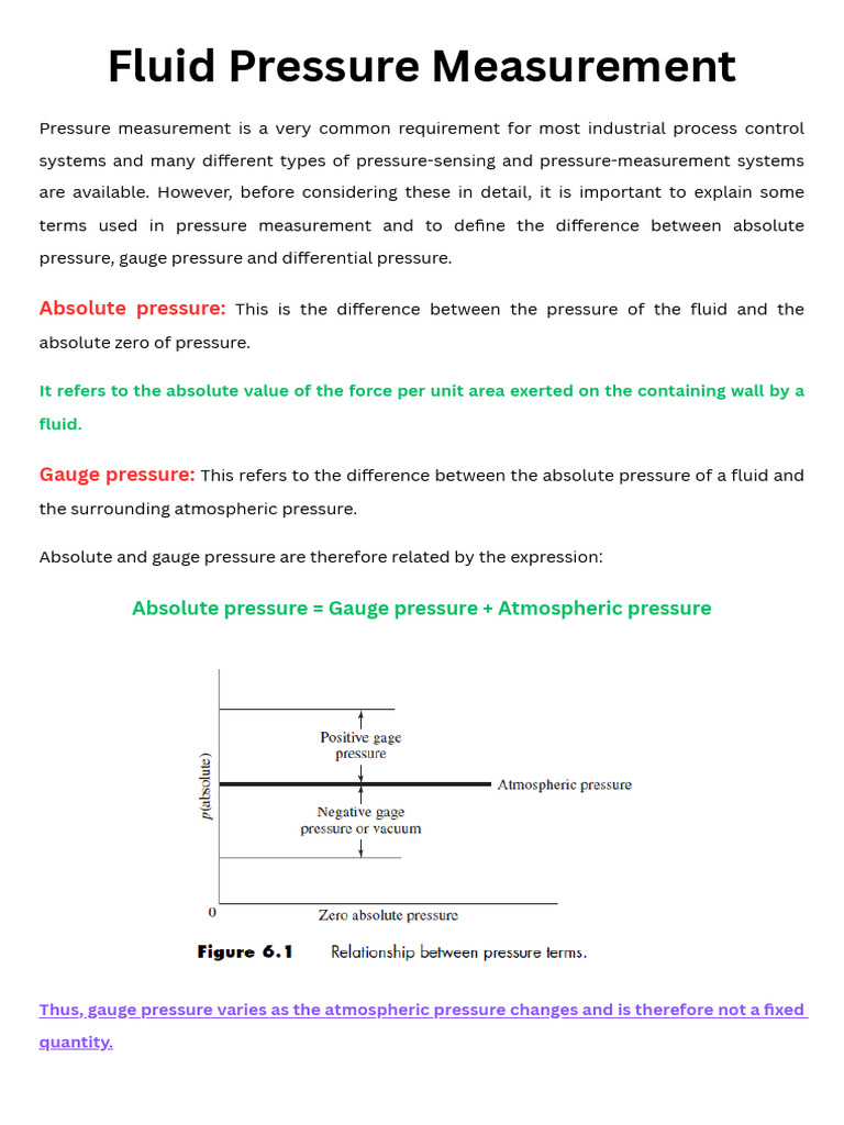 Understanding Fluid Pressure Measurement | PDF | Pressure Measurement ...