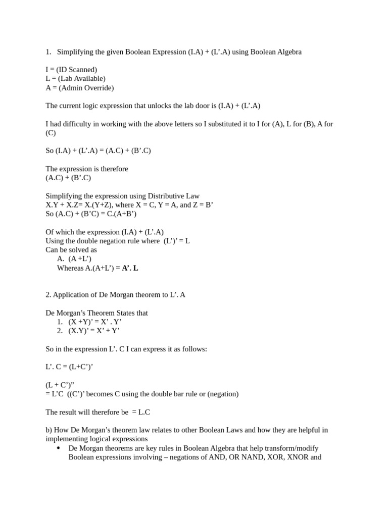 Simplifying The Given Boolean Expression | PDF