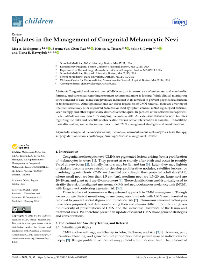 Management Strategies for Congenital Nevi | PDF | Melanoma | Surgery