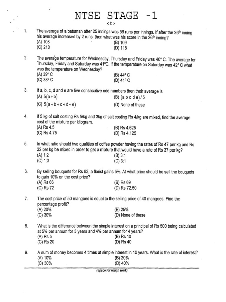 Ntse Stage 1 | PDF