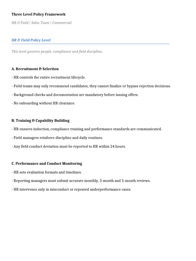 Three-Level Policy Framework Overview | PDF